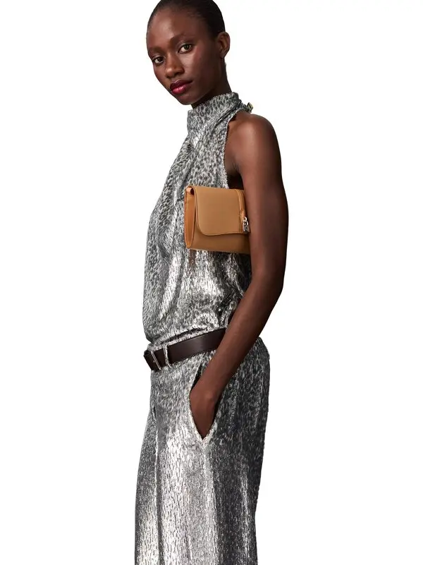 Stella McCartney Metallic Velvet Halterneck Top - Silver