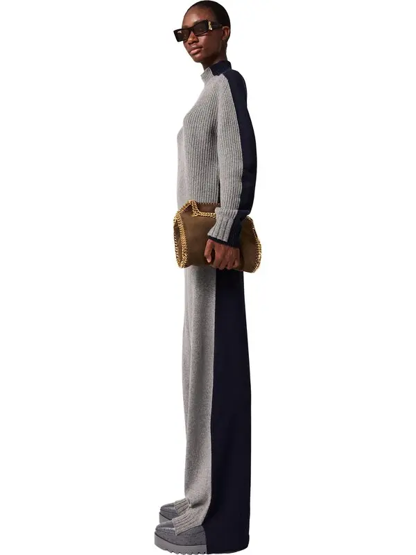 Stella McCartney Wide-leg Contrast Panel Trousers - Grey/navy