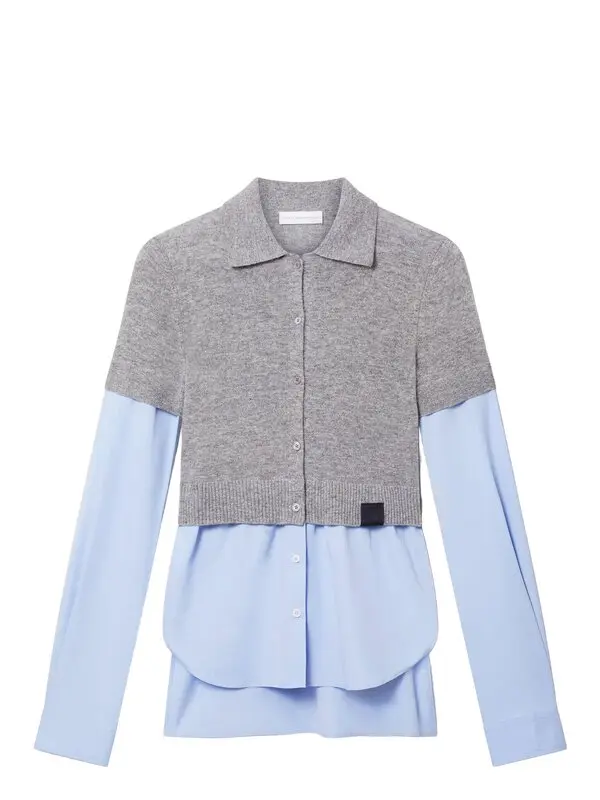 Stella McCartney Hybrid Knit Shirt Cardigan - Grey