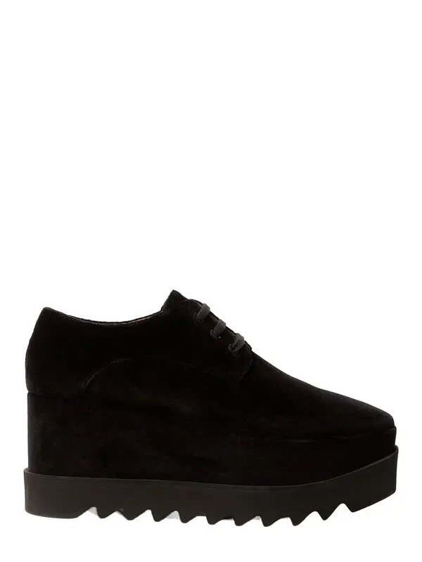 Stella McCartney Velvet Platform Lace Up Shoes - Black