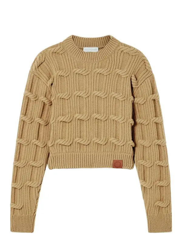 Stella McCartney Falabella Cable-knit Crewneck Jumper - Camel