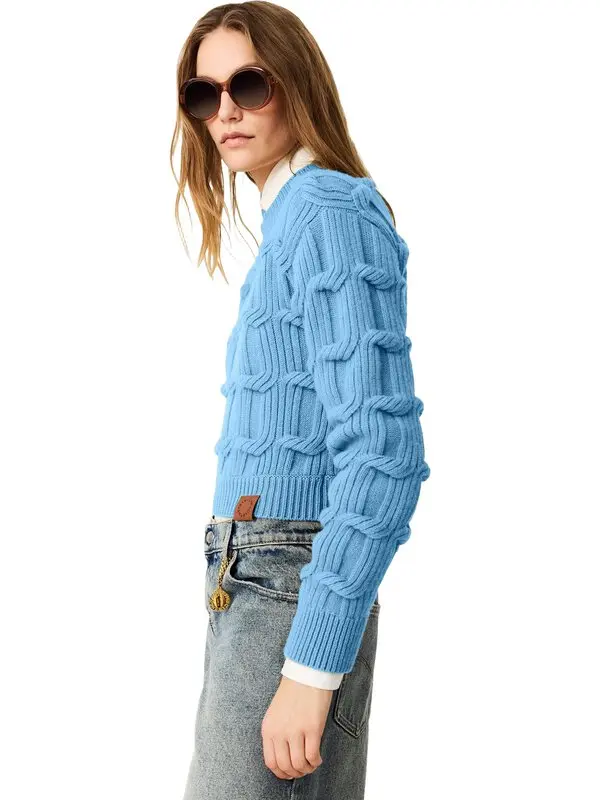 Stella McCartney Falabella Cable-knit Crewneck Jumper - New Sky Blue