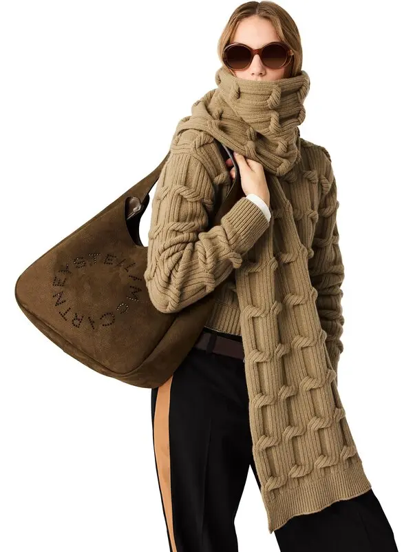 Stella McCartney Falabella Cable-knit Scarf - Camel