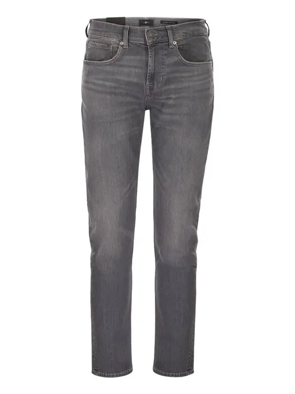 7 For All Mankind Slimmy Tapered Mid-rise Jeans - Grey
