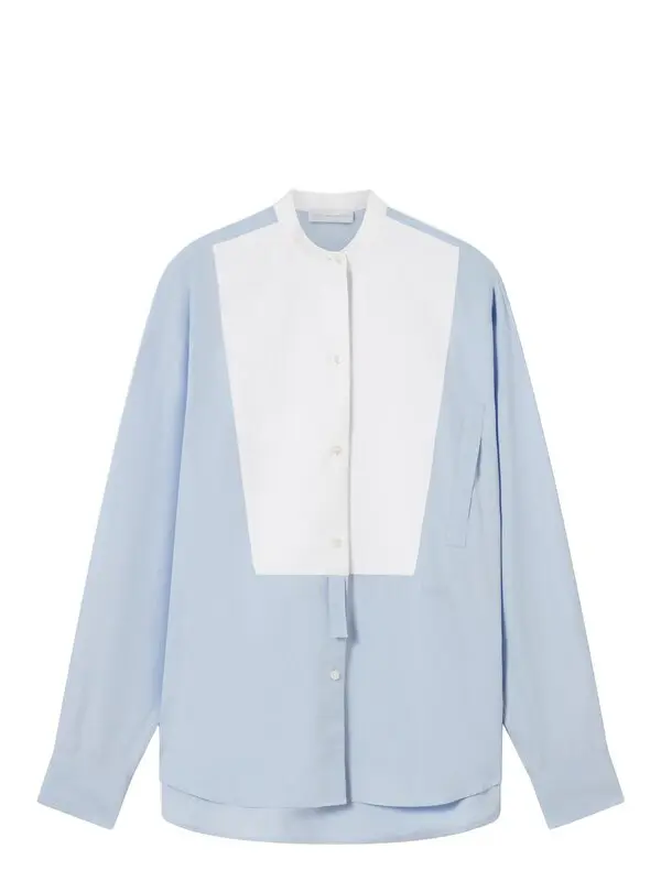 Stella McCartney Tuxedo Bib Organic Cotton Poplin Shirt - Sky Blue
