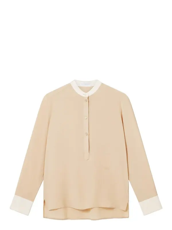 Stella McCartney Contrast Trim Grandfather Collar Shirt - Almond