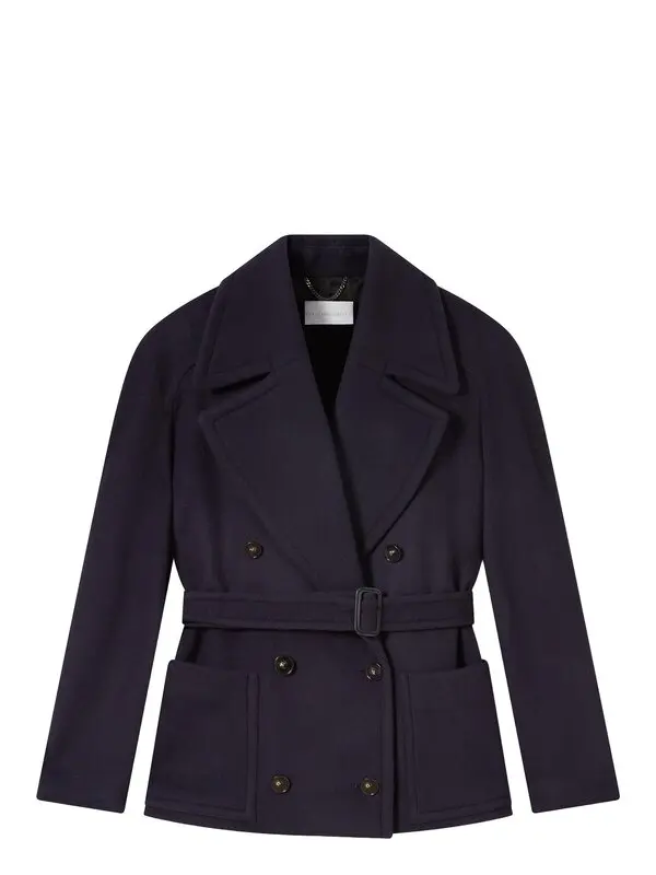 Stella McCartney Tie-belt Cropped Peacoat - Ink