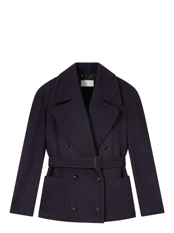 Stella McCartney Cropped Peacoat Jacket With Tie Belt - Ink