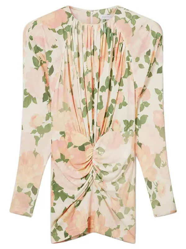 Stella McCartney Peony Print Ruched Mini Dress - Pink