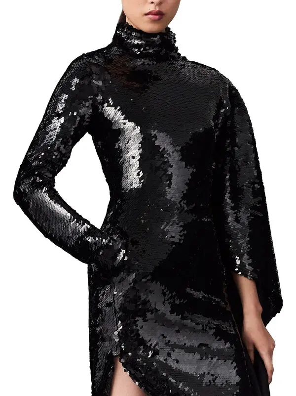 Stella McCartney Sequin Draped Mini Dress - Black