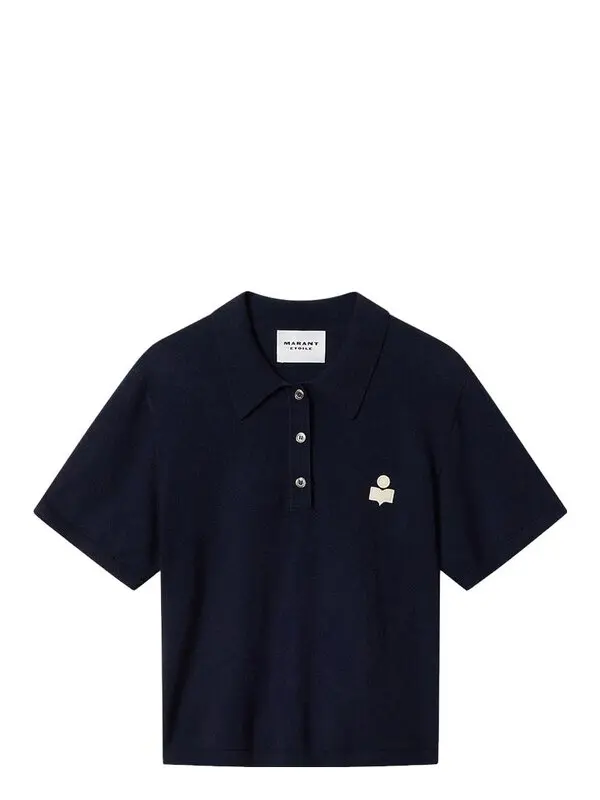 MARANT ETOILE Althea Cotton-blend Knit Polo - Midnight