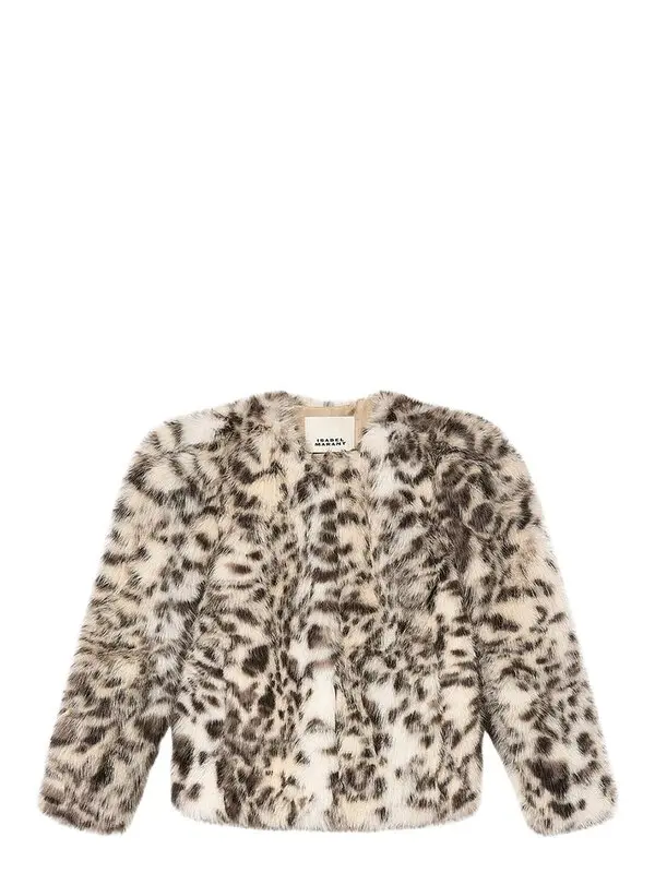Isabel Marant Bahria Faux Fur Coat - Ecru/black