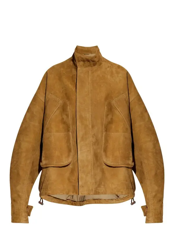 Attico Lambskin Suede Leather Jacket - Brown