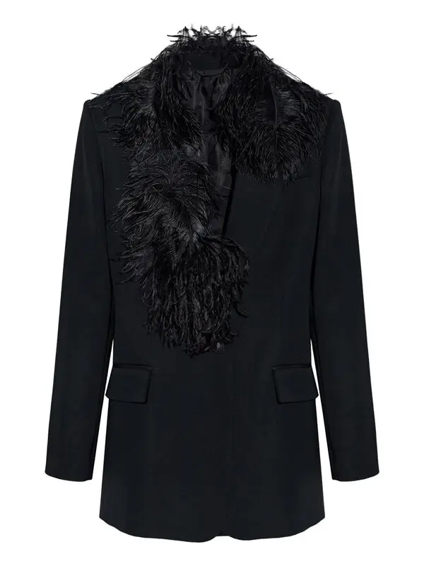Attico Blazer With Ostrich Feathers - Black