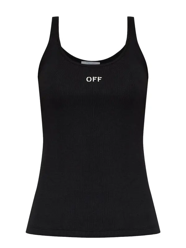 Off-White Ribbed Camisole Top - Black