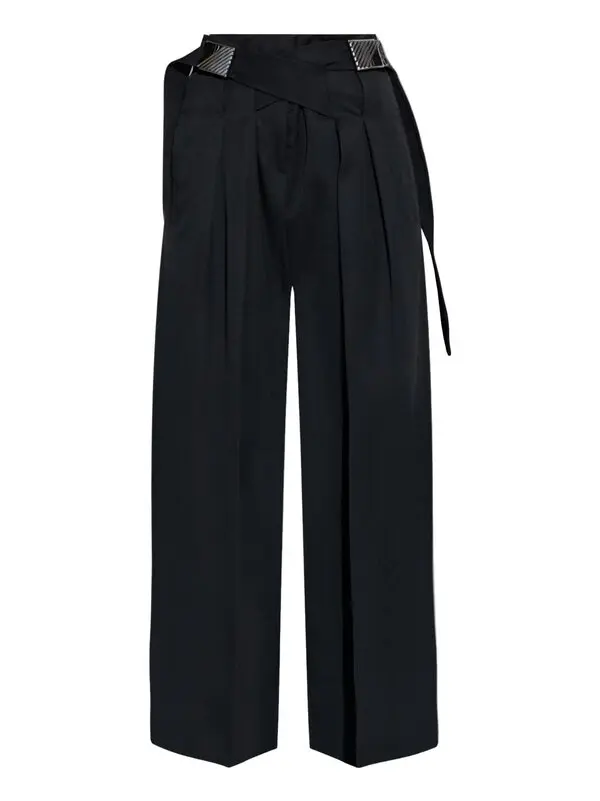 Attico Wide-leg Wool Trousers - Black