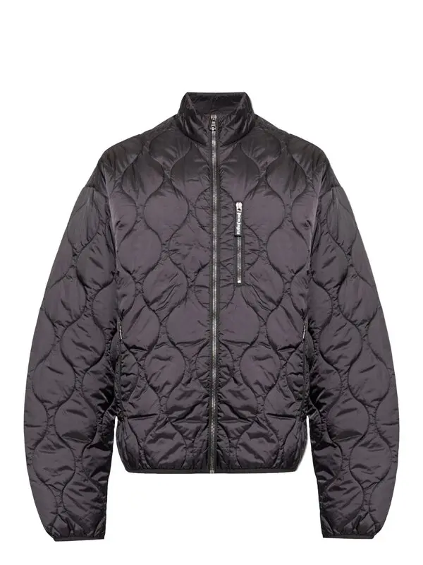 Palm Angels Quilted Jacket With Stand-up Collar - Black