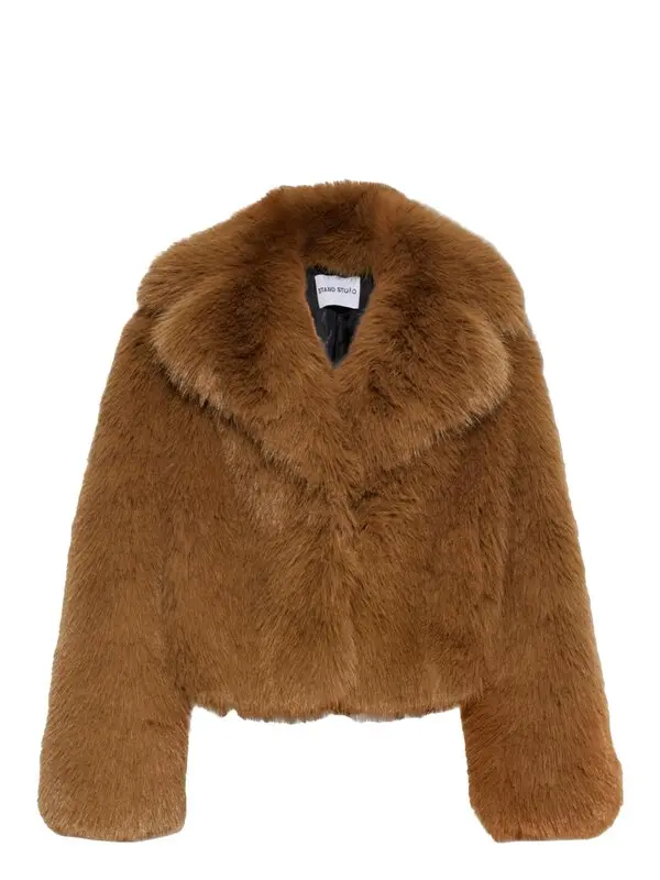 STAND STUDIO Samara Faux Fur Jacket - Brown