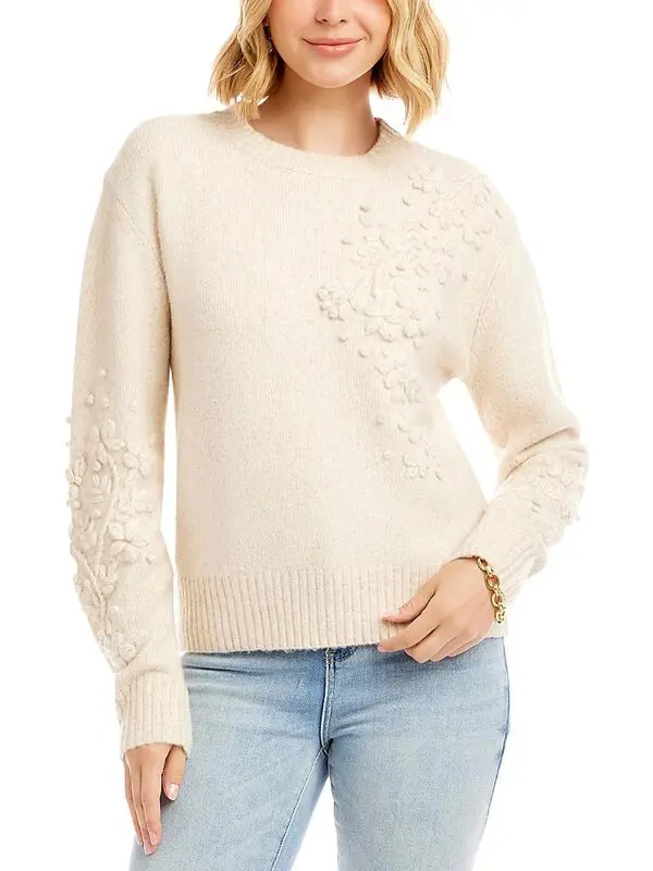 Karen Kane Hand Embroidered Flower Detail Sweater - Floral