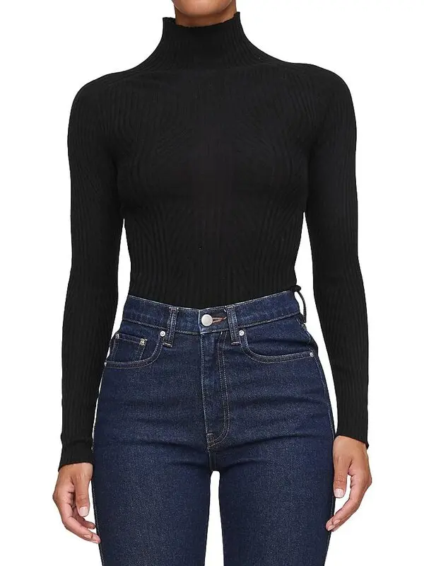 DL1961 Rib Knit Turtleneck Sweater - Black