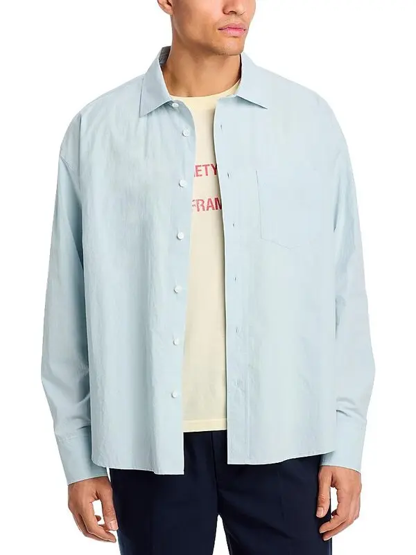 FRAME X The Society Archive Classic Button Front Shirt - Light Blue