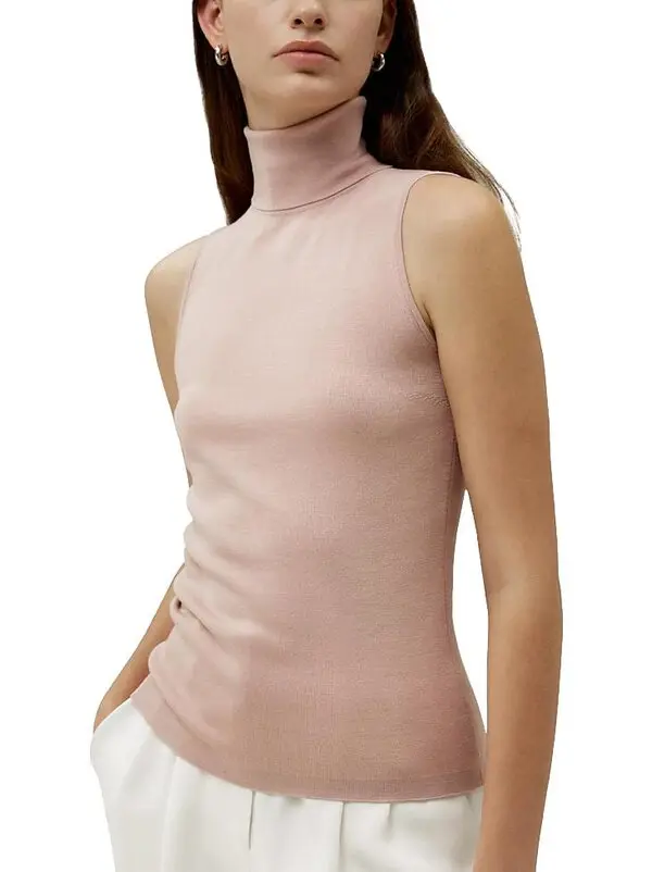 Lilysilk Sleeveless Turtleneck Top - Pink