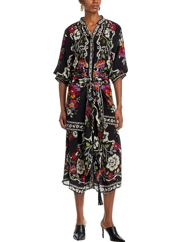 Farm Rio Rococo Flowers Midi Dress - Rococo Flowers Black