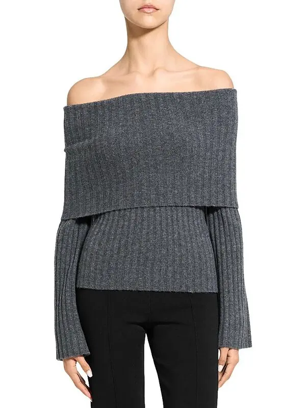Theory Off-the-shoulder Sweater - Charcoal