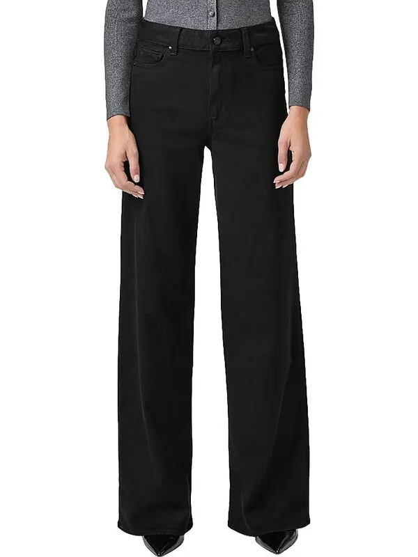 Paige Anessa High Rise Wide Leg Jeans - Black Shadow