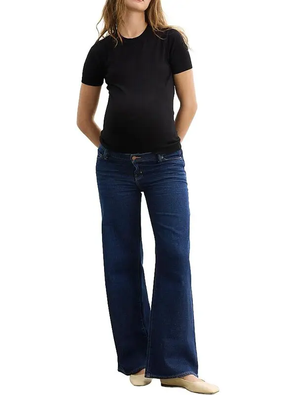 Hatch Collection Under The Bump Relaxed Wide Leg Maternity Jean - True Indigo