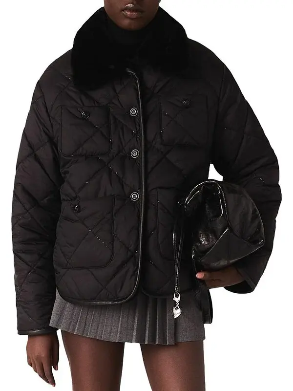 Maje Reversible Puffer Jacket - Black