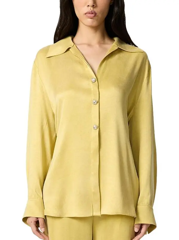 NOCTURNE Belted Shirt With Statement Buttons - Yellow