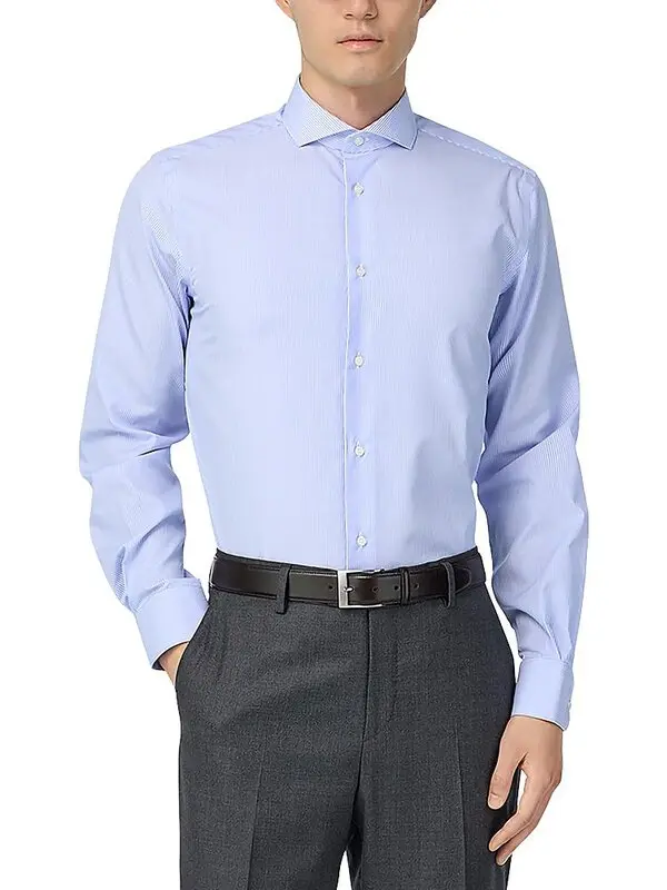 Boggi Milano Non-iron Twill Naples Collar Dress Shirt - Light Blue