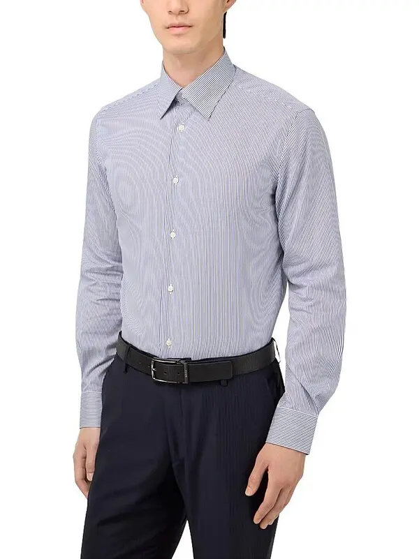 Boggi Milano Milano Collar Cotton Dress Shirt - Navy Blue