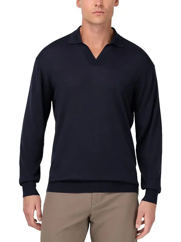 Boggi Milano Wool Silk Cashmere Luxury Polo Shirt - Navy Blue