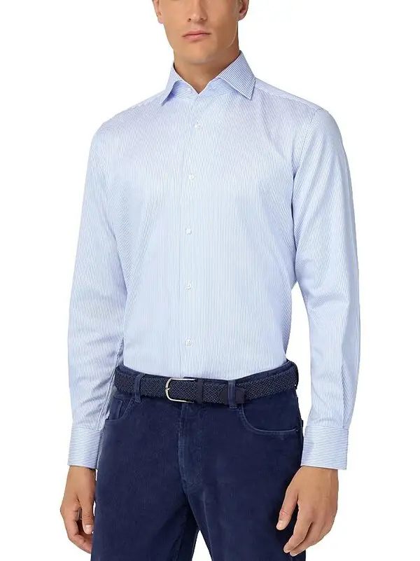 Boggi Milano Capri Collar Cotton Dress Shirt - Light Blue