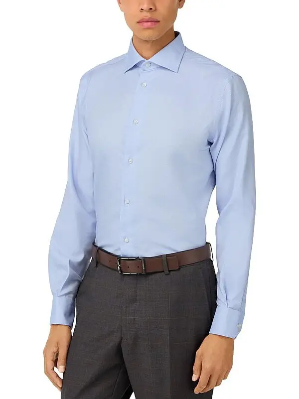 Boggi Milano Non-iron Dobby Windsor Collar Dress Shirt - Light Blue