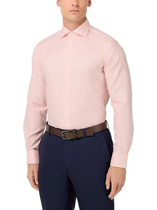 Boggi Milano Non-iron Dobby Windsor Collar Dress Shirt - Pink