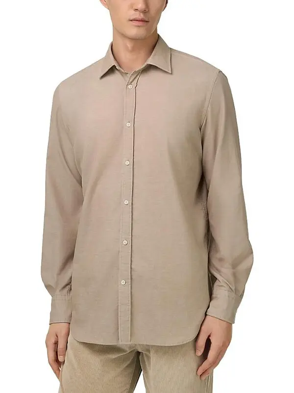 Boggi Milano Yarn Dye Velvet Shirt - Beige