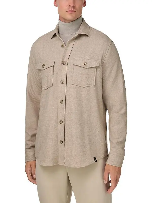 Boggi Milano Oversized Flannel Overshirt - Sand
