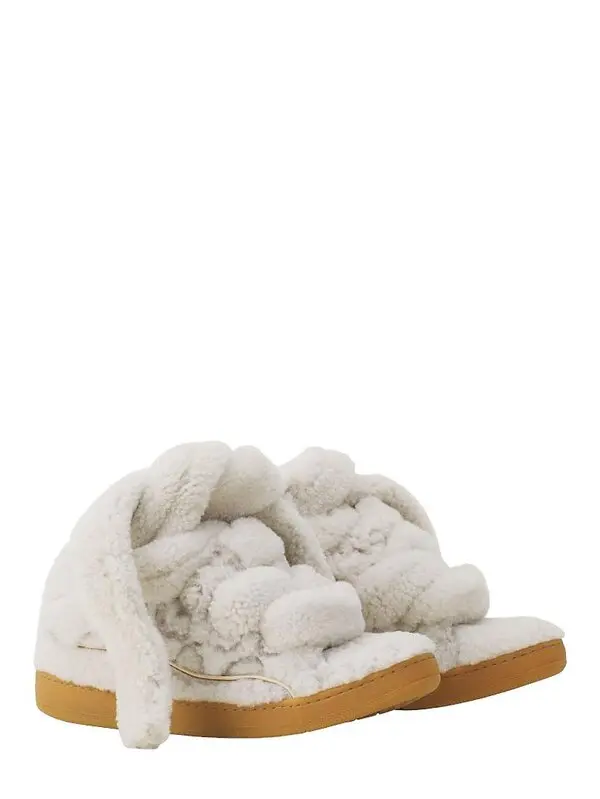 LANVIN Curb Shearling Sneakers - Beige