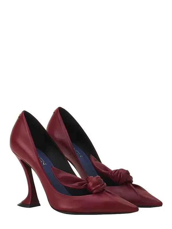 LANVIN Midnight Step Leather Bow Pumps - Bacchus