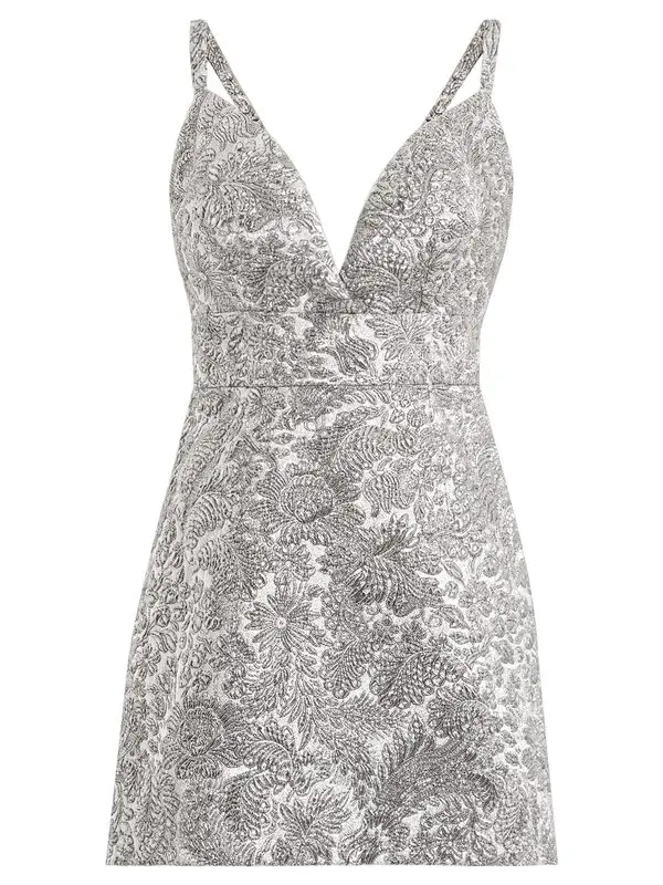 Dolce & Gabbana Floral Brocade A-line Mini Dress - Silver