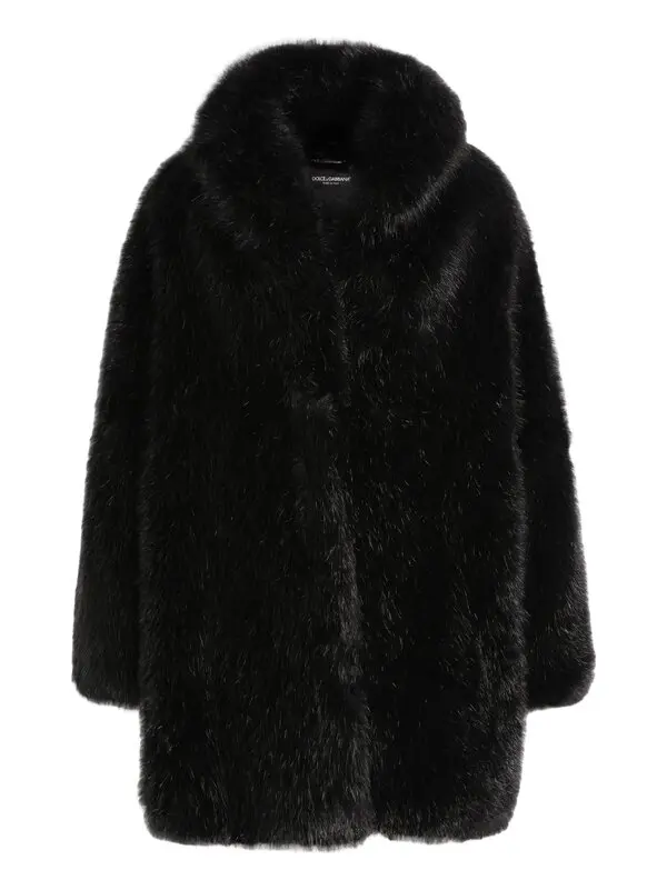 Dolce & Gabbana Fur-effect Overcoat - Black