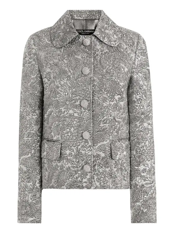 Dolce & Gabbana Floral Jacquard Single-breasted Jacket - Silver