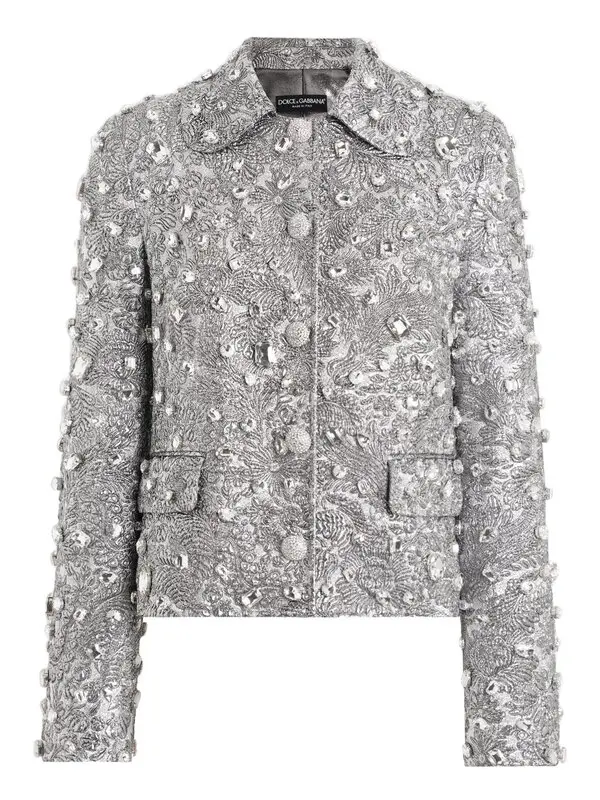 Dolce & Gabbana Single-breasted Embroidered Jacket With Stones - Multicolor