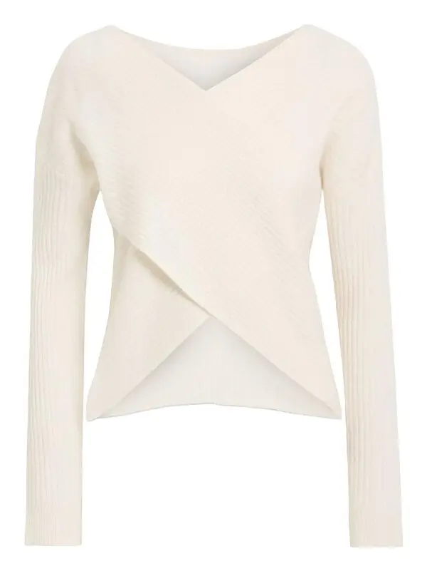 Naadam Wrap-effect Ribbed Cashmere Sweater - Ecru