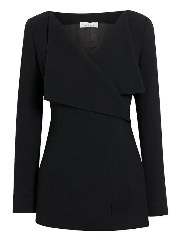 Gabriela Hearst Keir Wool-crepe Wrap Jacket - Black