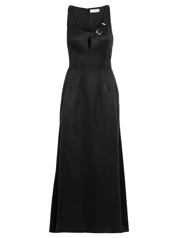 Gabriela Hearst Sven Silk And Linen-blend Maxi Dress - Black