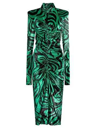 Philosophy Di Lorenzo Serafini Velvet Zebra Print Midi Dress - Green